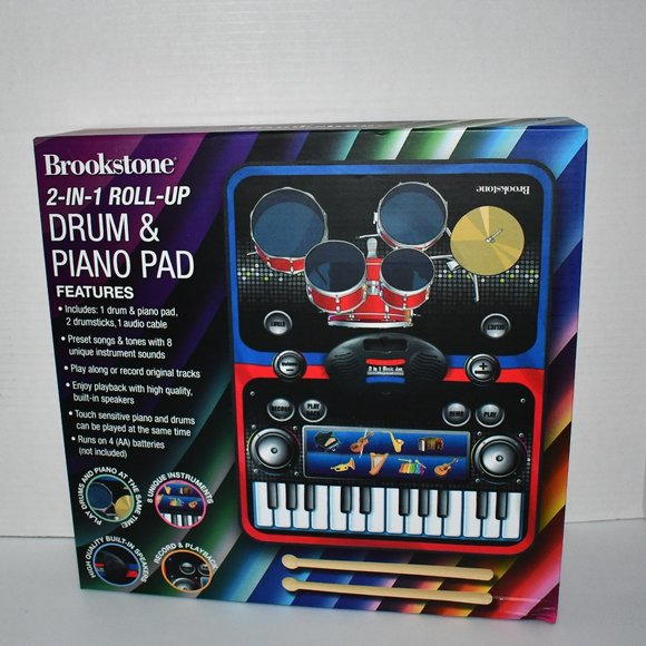 Brookstone | Toys | Brookstone Twoinone Rollup Drum Piano Pad Smbkn7169 ...
